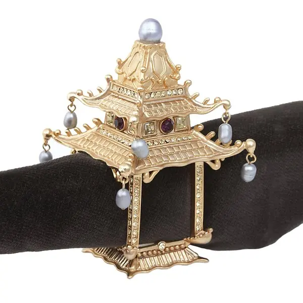 L'Objet Plated Pagoda Napkin Rings, Set Of 2 - Gold