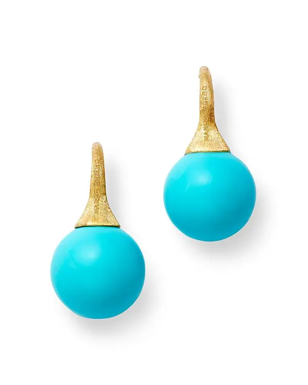 Marco Bicego 18k Yellow Gold Africa Boule Drop Earrings - Turquoise