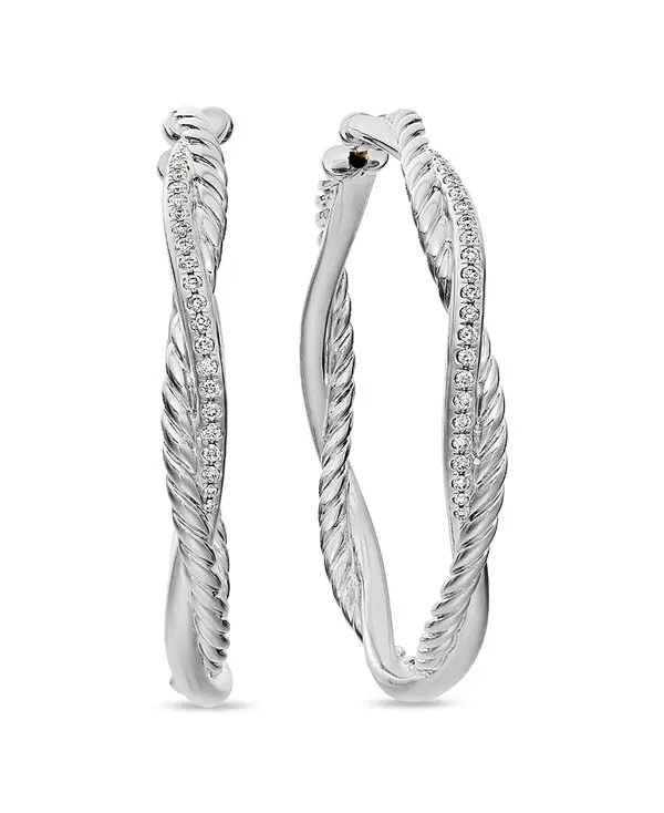 David Yurman Petite Infinity Hoop Earrings With Diamonds - Silver