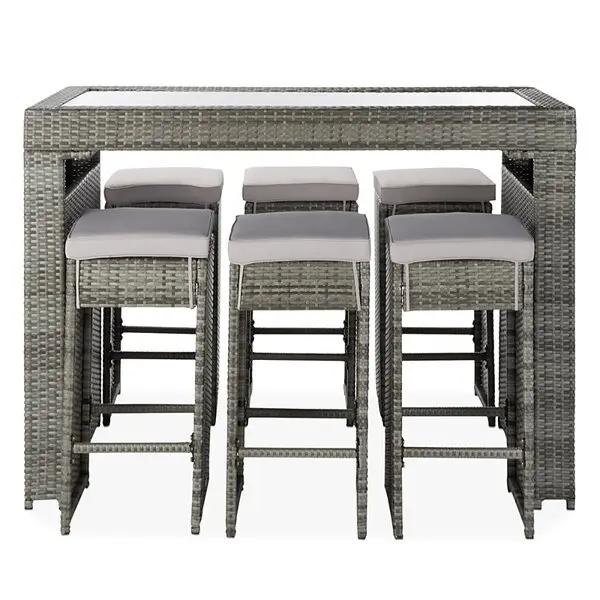 SAFAVIEH Horus Seven Piece Outdoor Dining Set - Gray