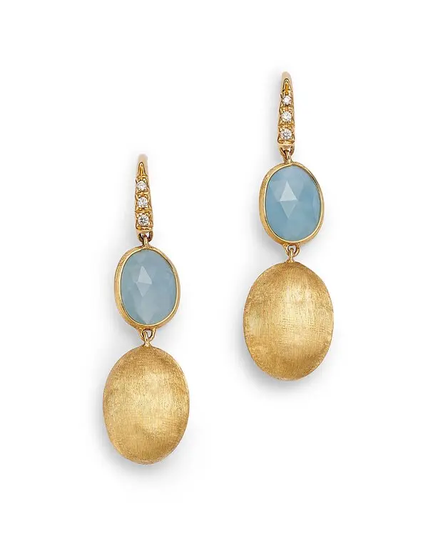 Marco Bicego 18k Yellow Gold Aquamarine And Diamond Drop Earrings - Blue/gold