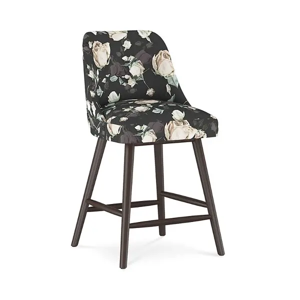 SKYLINE FURNITURE Sparrow & Wren Anita Printed Counter Stool Exclusive - Champagne Roses Black
