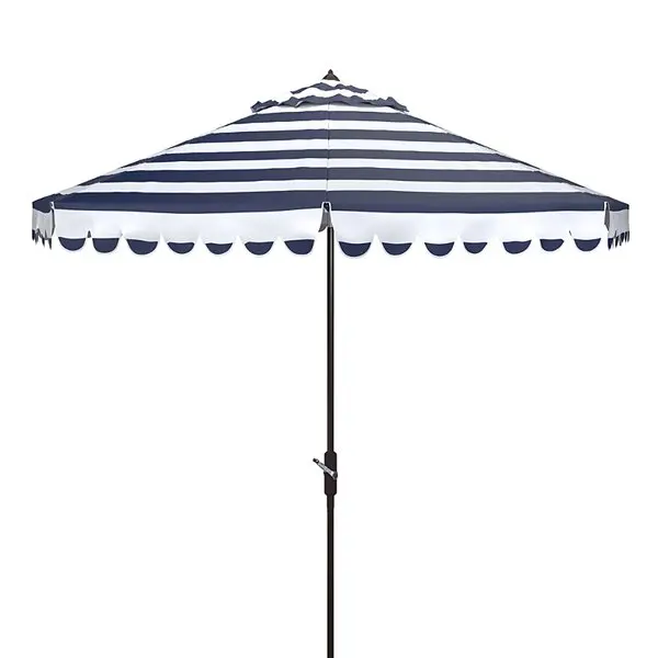 SAFAVIEH Vienna 11 Ft Crank Square Umbrella - Navy/white