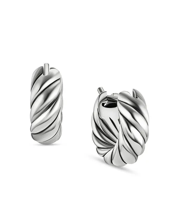 David Yurman Sculpted Cable Hoop Earrings 14.4mm - Silver
