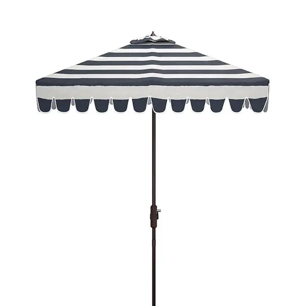 SAFAVIEH Vienna 7.5 Ft Crank Square Umbrella - Navy/white
