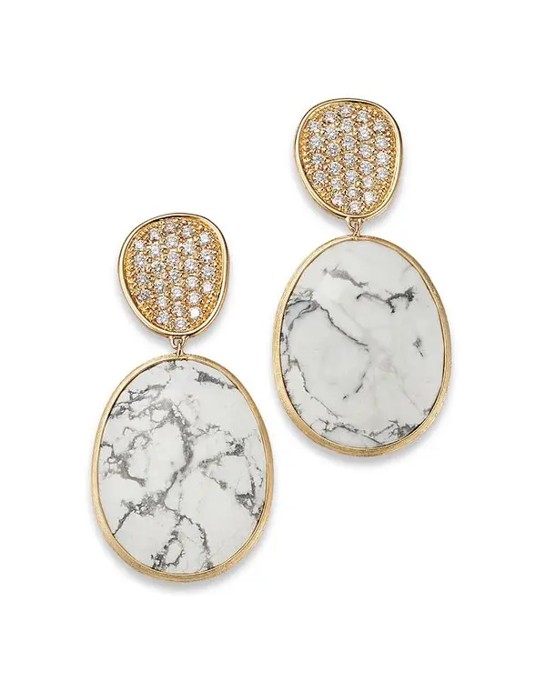 Marco Bicego 18k Yellow Gold, Howlite, And Diamond Drop Earrings - White/gold