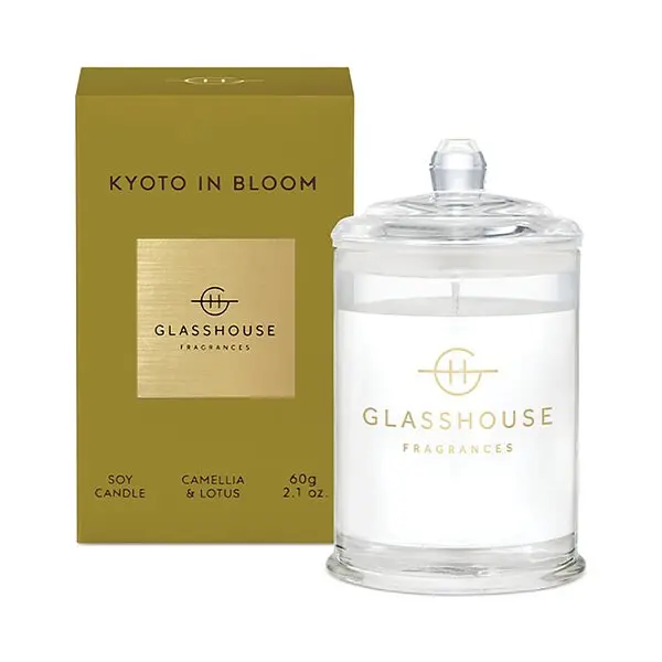 GLASSHOUSE FRAGRANCES Kyoto In Bloom 2.1 Oz Triple Scented Candle - Gold