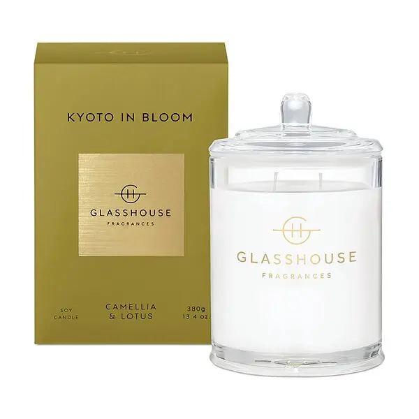 GLASSHOUSE FRAGRANCES Kyoto In Bloom 13.4 Oz Triple Scented Candle - Gold