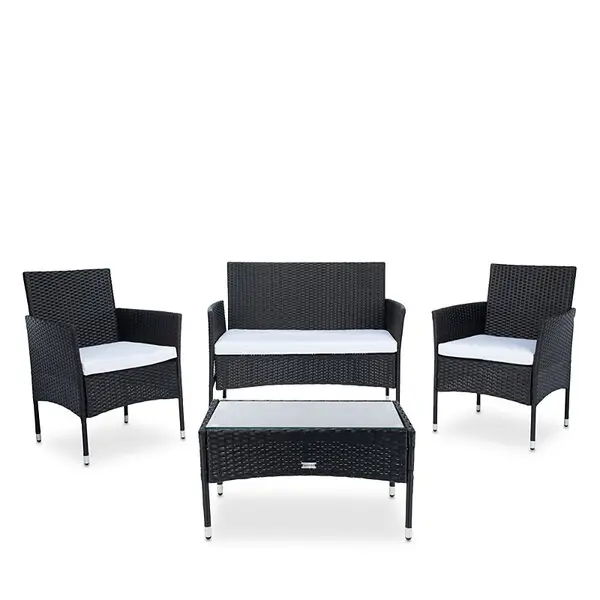 SAFAVIEH Abdul 4-piece Outdoor Living Set - Black