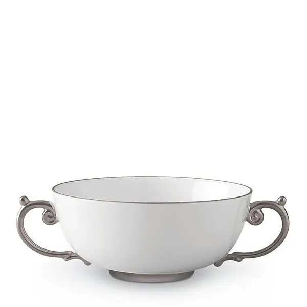 L'Objet Aegean Soup Bowl With Handles - White/platinum