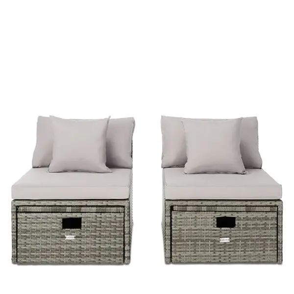 SAFAVIEH Pramla Outdoor Sette With Ottoman - Gray