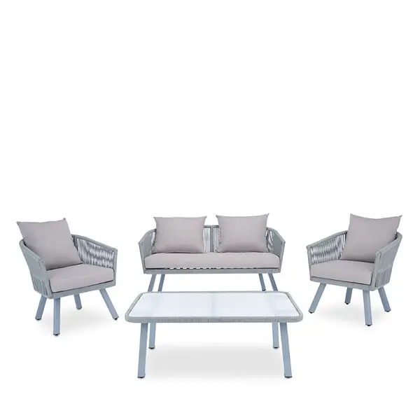 SAFAVIEH Belmi 4-piece Outdoor Rope Living Set - Gray