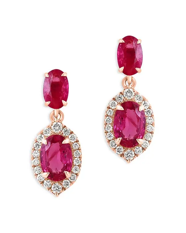 Bloomingdale'S Ruby & Diamond Drop Earrings - Pink/white