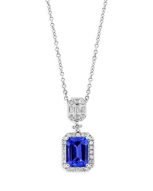 Bloomingdale'S Tanzanite And Diamond Pendant Necklace - Blue/white
