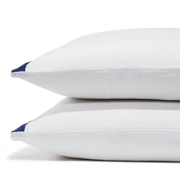 AMALIA HOME COLLECTION Stonewashed Linen King Pillowcase, Pair Exclusive - White/navy