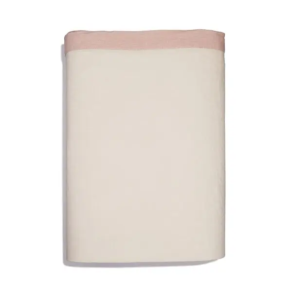 AMALIA HOME COLLECTION Stonewashed Linen Queen Flat Sheet Exclusive - Natural/pink