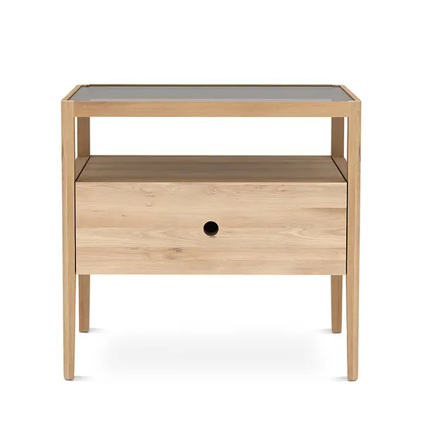 ETHNICRAFT Spindle Bedside Table - Oak