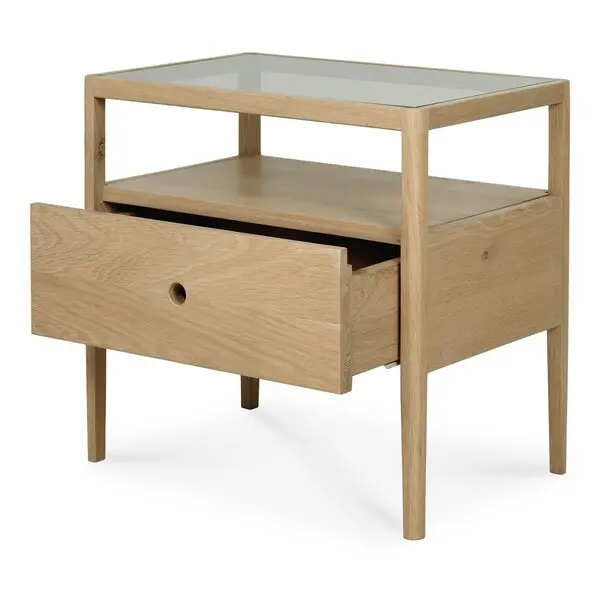 ETHNICRAFT Spindle Bedside Table - Oak