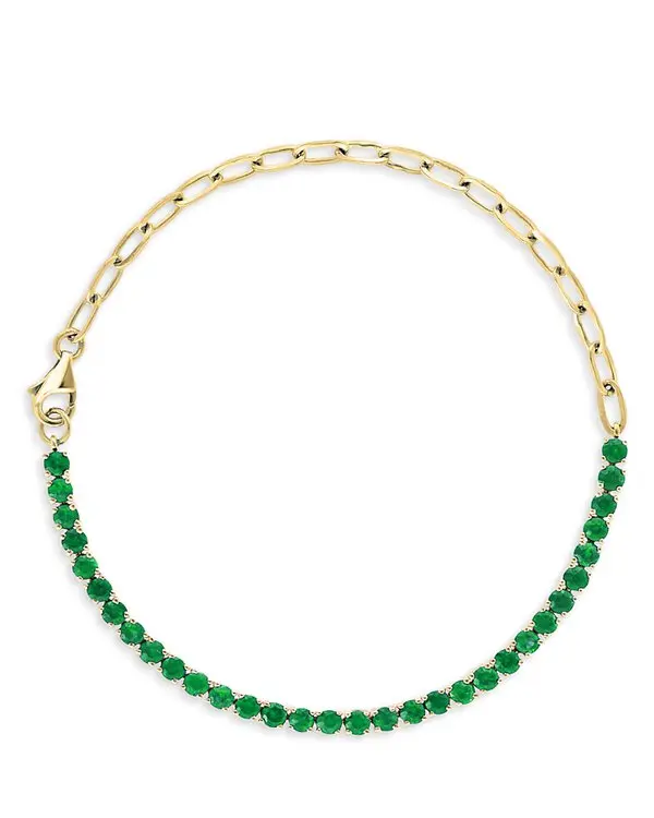 Bloomingdale'S Emerald And 14k Yellow Gold Chain Link Bracelet - Green/gold