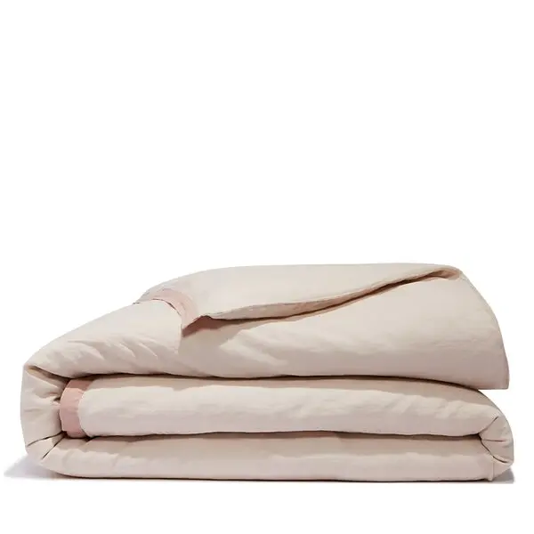 AMALIA HOME COLLECTION Stonewashed Linen Queen Duvet Cover Exclusive - Natural/pink