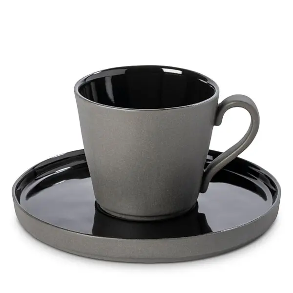 COSTA NOVA Lagoa Eco Gris Tea Cup & Saucer - Black