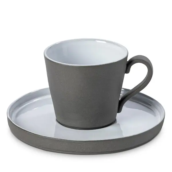 COSTA NOVA Lagoa Eco Gris Tea Cup & Saucer - White