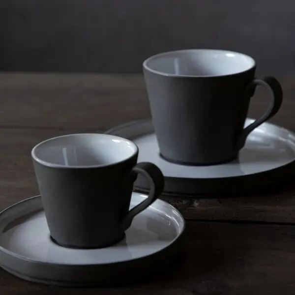 COSTA NOVA Lagoa Eco Gris Tea Cup & Saucer - White