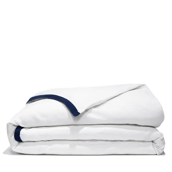 AMALIA HOME COLLECTION Stonewashed Linen King Duvet Cover Exclusive - White/navy