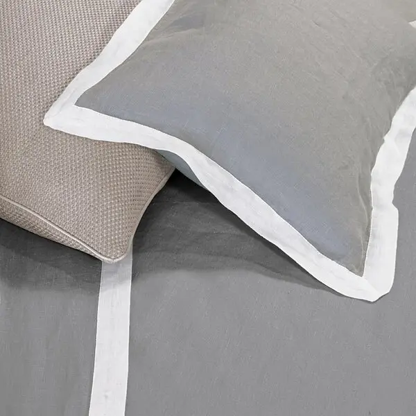 AMALIA HOME COLLECTION Stonewashed Linen Boudoir Sham Exclusive - Grey/white
