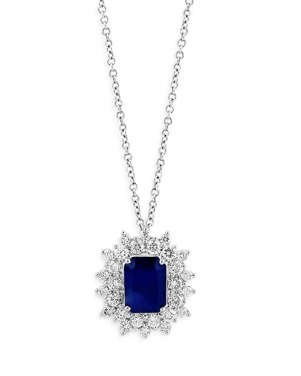 Bloomingdale'S Sapphire & Diamond Starburst Pendant Necklace - Blue/white