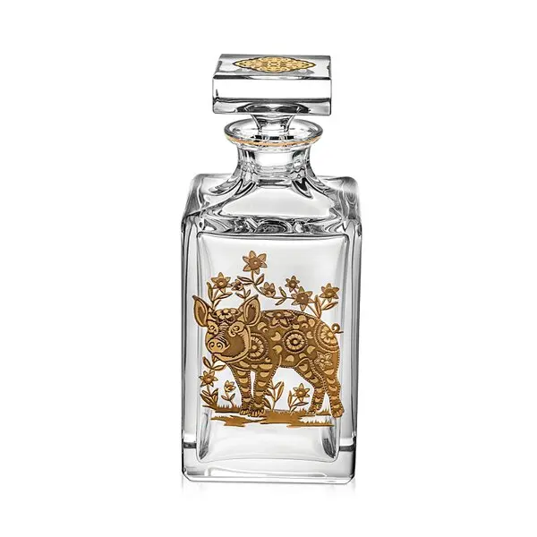 VISTA ALEGRE Golden Whisky Decanter With Pig - Gold