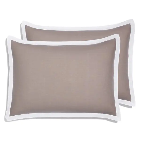 AMALIA HOME COLLECTION Stonewashed Linen King Sham, Pair Exclusive - Grey/white