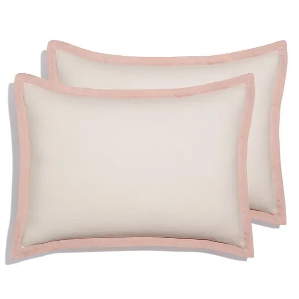 AMALIA HOME COLLECTION Stonewashed Linen King Sham, Pair Exclusive - Natural/pink