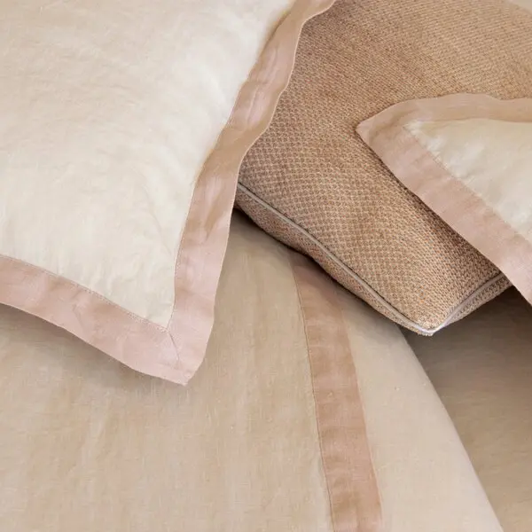 AMALIA HOME COLLECTION Stonewashed Linen King Sham, Pair Exclusive - Natural/pink