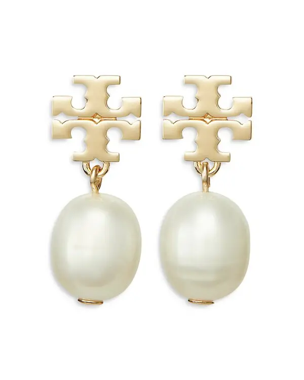 Tory Burch Kira Cultured Pearl Drop Earrings - Ivory/gold