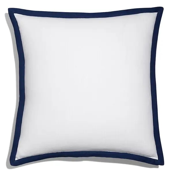 AMALIA HOME COLLECTION Stonewashed Linen Euro Sham Exclusive - White/navy