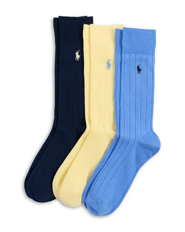 Polo Ralph Lauren 3-pack Ribbed Crew Socks - Soft Blue