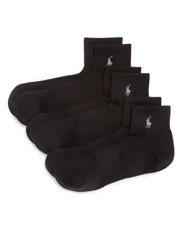 Polo Ralph Lauren Quarter Sport Socks, Pack Of 3 - Black