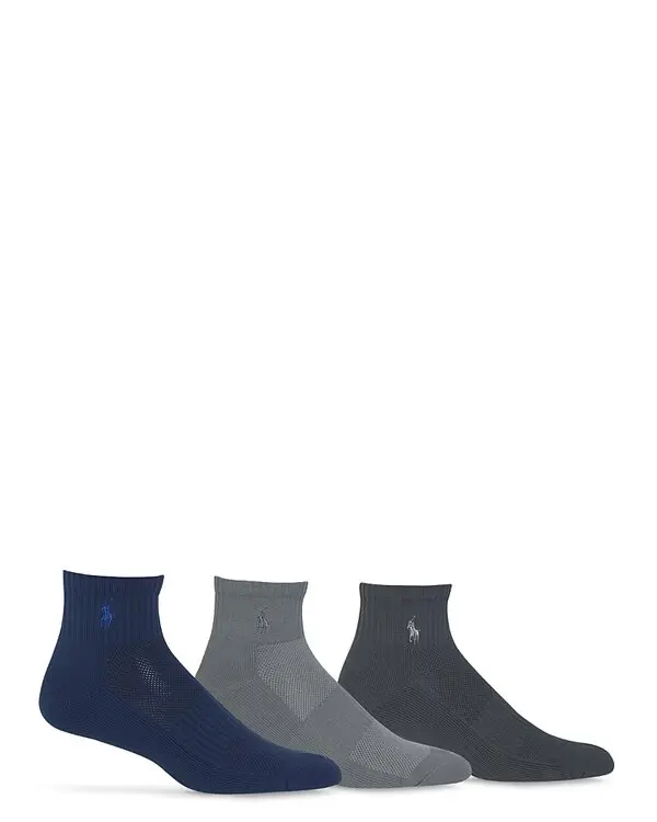 Polo Ralph Lauren Quarter Sport Socks, Pack Of 3 - Navy Assorted Blue
