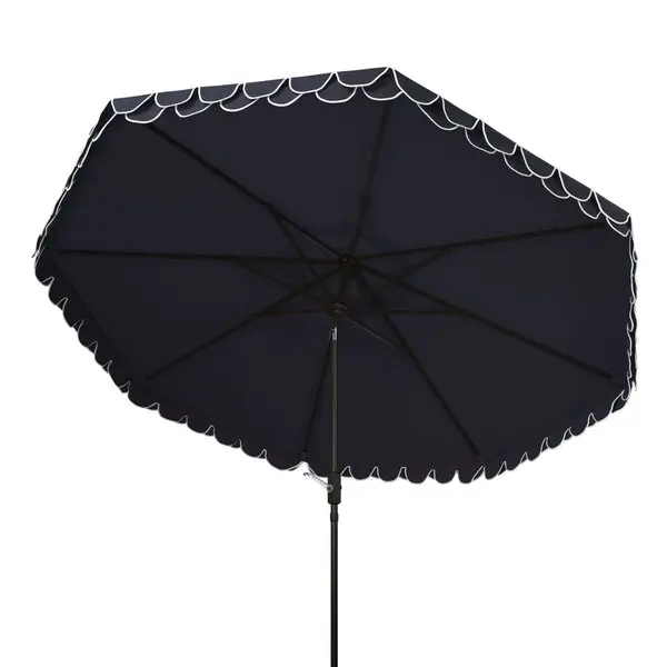 SAFAVIEH Elegant Valance 11 Ft Umbrella - Navy/white