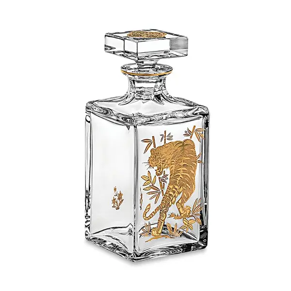 VISTA ALEGRE Golden Whisky Decanter With Tiger - Gold
