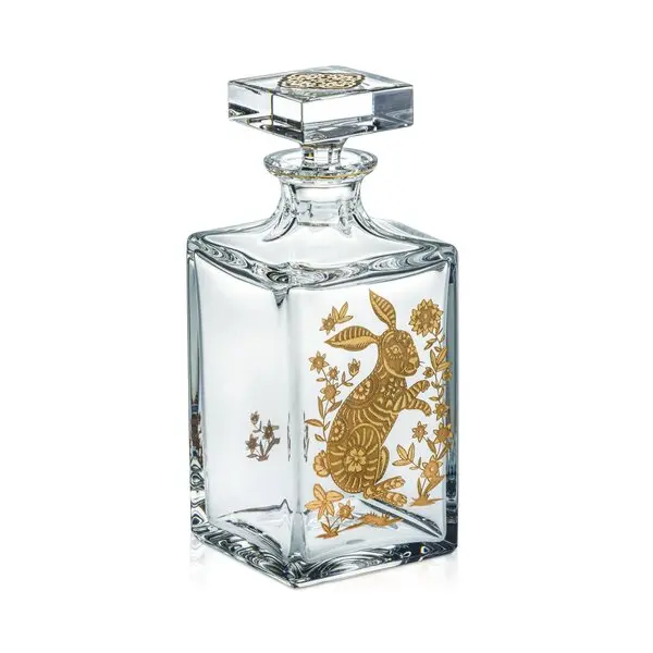VISTA ALEGRE Golden Whisky Decanter With Rabbit