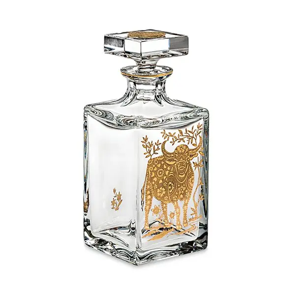 VISTA ALEGRE Golden Whisky Decanter With Ox - Gold