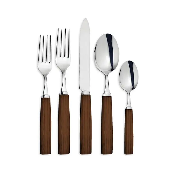 BROGGI Dakar Acacia Flatware 5 Piece Place Setting - Brown