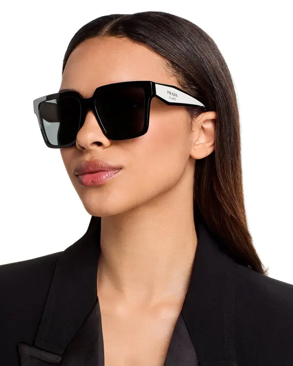 Prada Square Sunglasses - Black/gray Solid