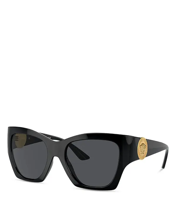 Versace Rectangular Cat Eye Sunglasses - Black/gray Solid