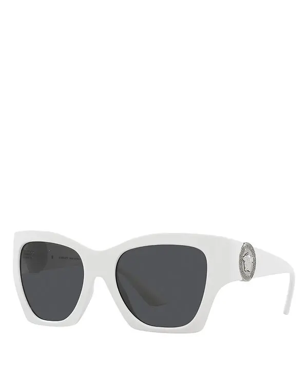 Versace Rectangular Cat Eye Sunglasses - White/gray Solid