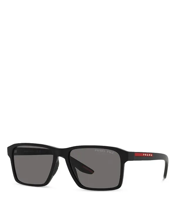 Prada Sport Low Bridge Fit Rectangle Sunglasses, 58mm - Black/gray Polarized Solid