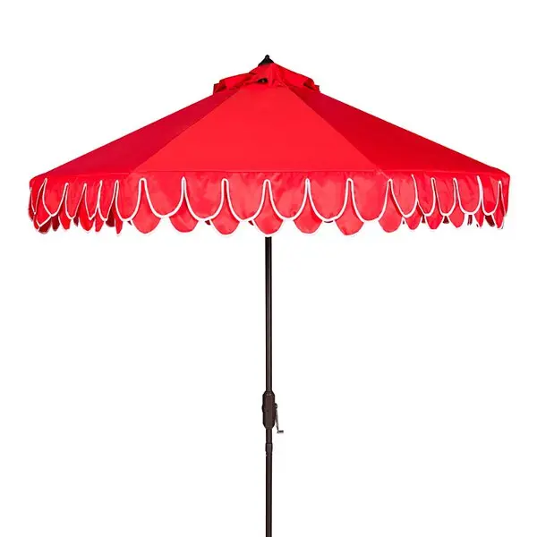SAFAVIEH Elegant Valance 9 Ft Umbrella - Red/white