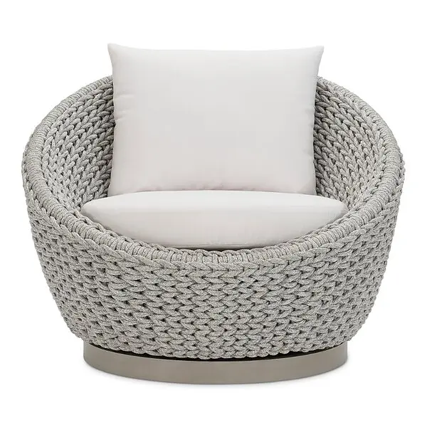 BERNHARDT Savaii Swivel Outdoor Chair - Gray Rope